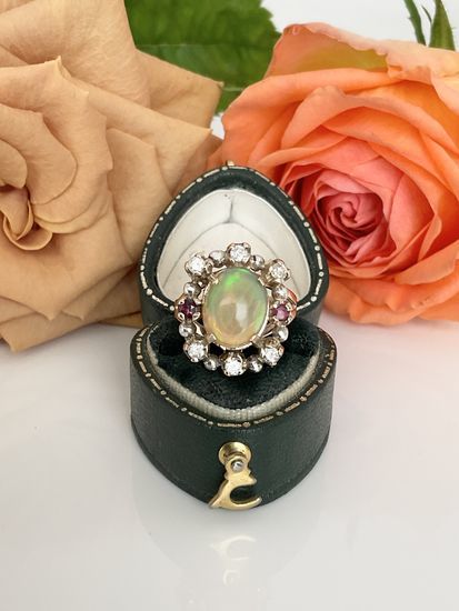 Vintage 14ct, 10ct Gold & Sterling Silver, Fire Opal, Natural Ruby ...